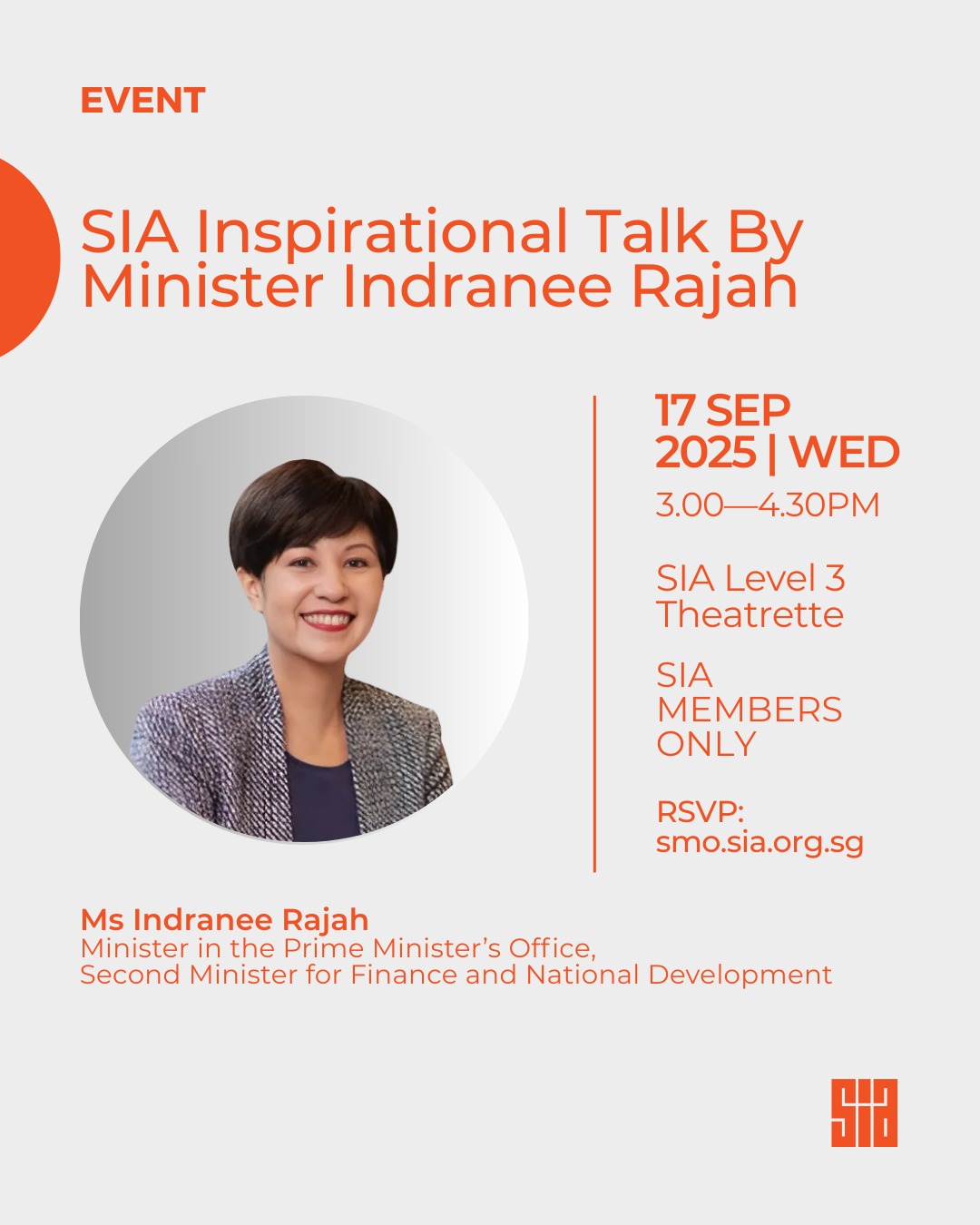 [In Person] SIA Inspirational Talk by Minister Indranee Rajah – SIA ...